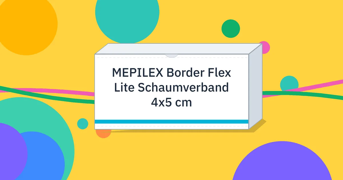 Symbolbild: Packung mit der Aufschrift MEPILEX Border Flex Lite Schaumverband 4x5 cm (PZN 18052463) – Verfügbarkeit und Bezug in Apotheken in Frankfurt am Main