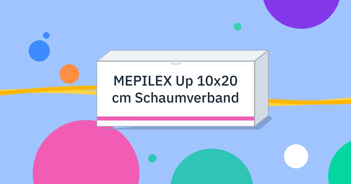 Symbolbild: Packung mit der Aufschrift MEPILEX Up 10x20 cm Schaumverband (PZN 20124684) – Verfügbarkeit und Bezug in Apotheken in Frankfurt am Main