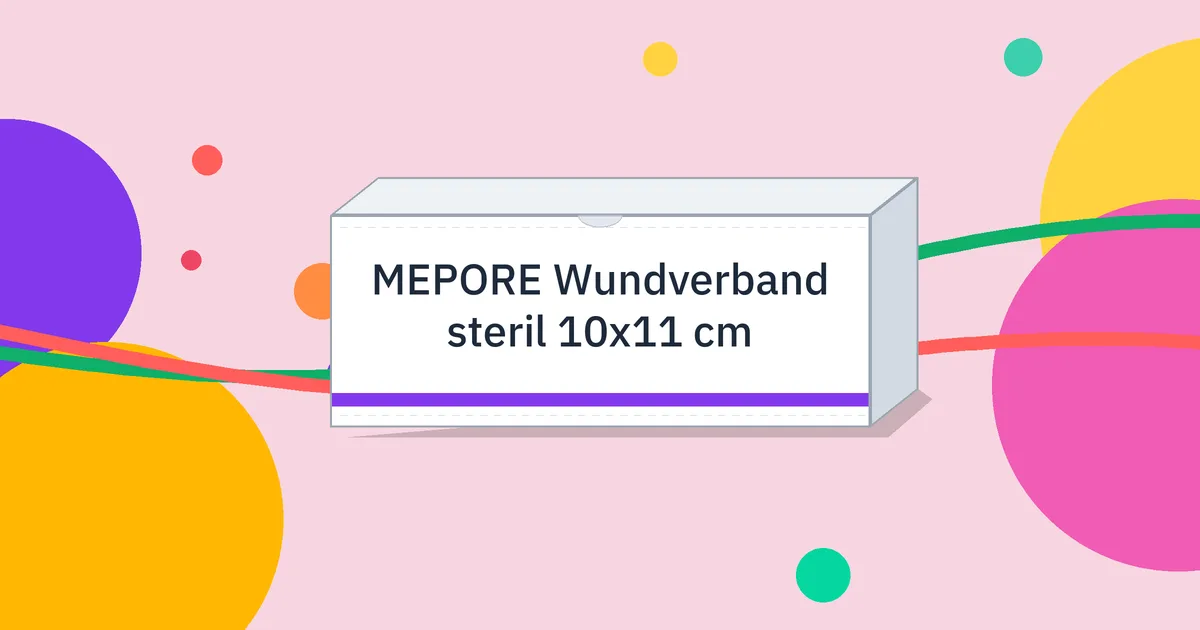 Symbolbild: Packung mit der Aufschrift MEPORE Wundverband steril 10x11 cm (PZN 18395849) – Verfügbarkeit und Bezug in Apotheken in Frankfurt am Main