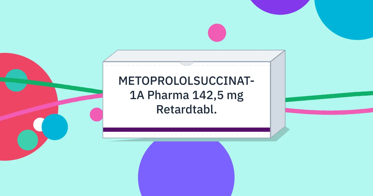 Symbolbild: Packung mit der Aufschrift METOPROLOLSUCCINAT-1A Pharma 142,5 mg Retardtabl. (PZN 00230295) – Verfügbarkeit und Bezug in Apotheken in Frankfurt am Main