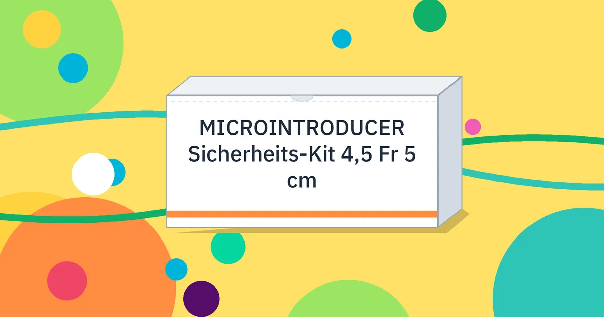 Symbolbild: Packung mit der Aufschrift MICROINTRODUCER Sicherheits-Kit 4,5 Fr 5 cm (PZN 12398870) – Verfügbarkeit und Bezug in Apotheken in Frankfurt am Main