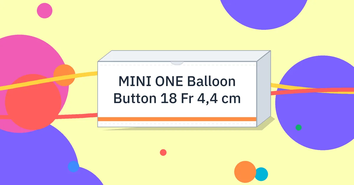 Symbolbild: Packung mit der Aufschrift MINI ONE Balloon Button 18 Fr 4,4 cm (PZN 14342299) – Verfügbarkeit und Bezug in Apotheken in Frankfurt am Main