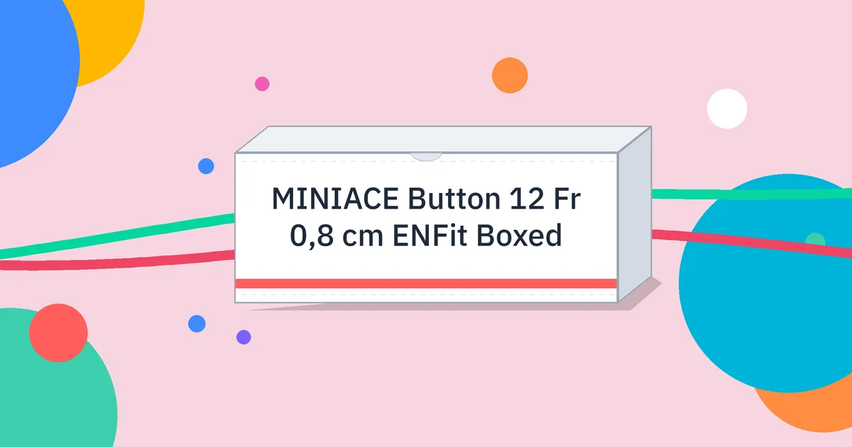 Symbolbild: Packung mit der Aufschrift MINIACE Button 12 Fr 0,8 cm ENFit Boxed (PZN 16953363) – Verfügbarkeit und Bezug in Apotheken in Frankfurt am Main