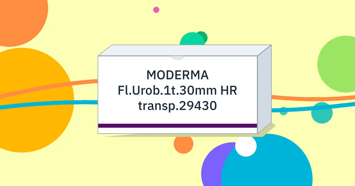 Symbolbild: Packung mit der Aufschrift MODERMA Fl.Urob.1t.30mm HR transp.29430 (PZN 01389158) – Verfügbarkeit und Bezug in Apotheken in Frankfurt am Main