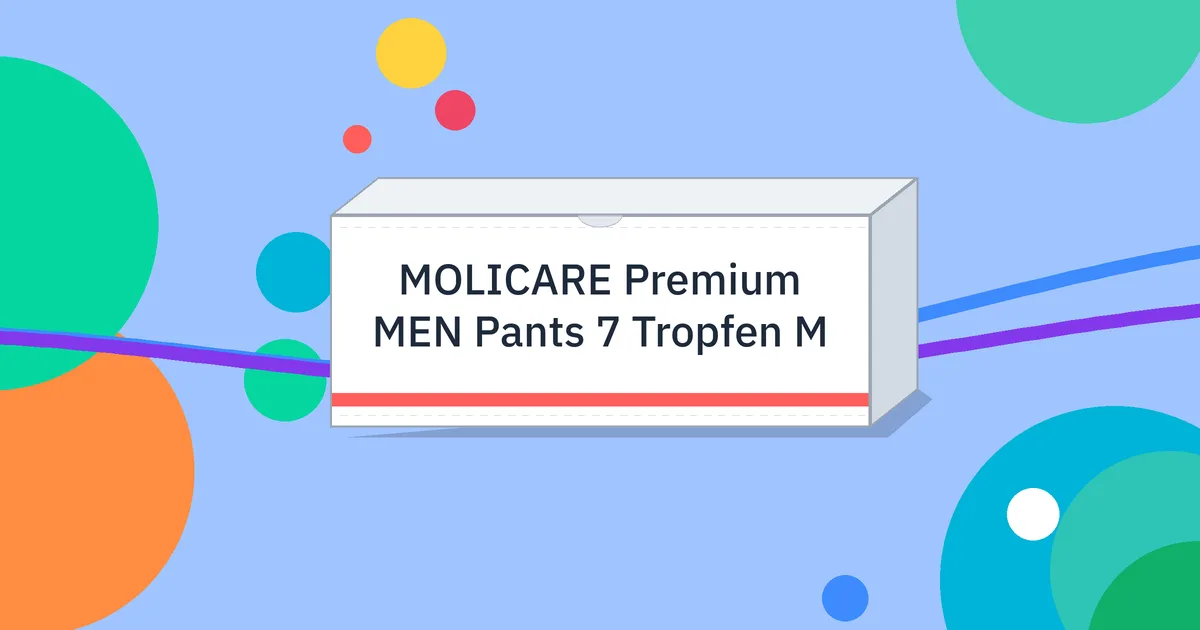 Symbolbild: Packung mit der Aufschrift MOLICARE Premium MEN Pants 7 Tropfen M (PZN 14022465) – Verfügbarkeit und Bezug in Apotheken in Frankfurt am Main