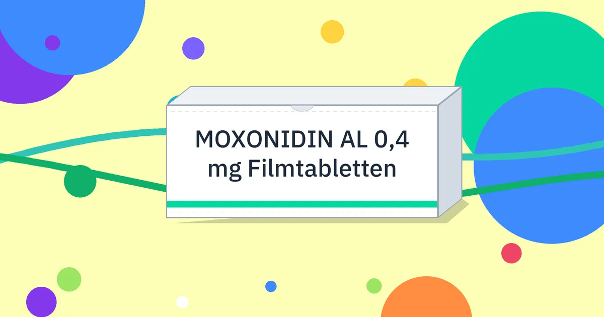 Symbolbild: Packung mit der Aufschrift MOXONIDIN AL 0,4 mg Filmtabletten (PZN 01036141) – Verfügbarkeit und Bezug in Apotheken in Frankfurt am Main