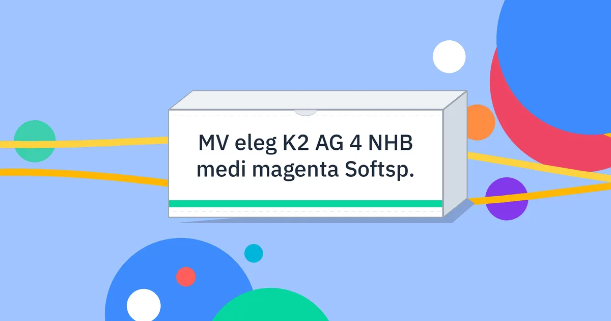 Symbolbild: Packung mit der Aufschrift MV eleg K2 AG 4 NHB medi magenta Softsp. (PZN 15730477) – Verfügbarkeit und Bezug in Apotheken in Frankfurt am Main