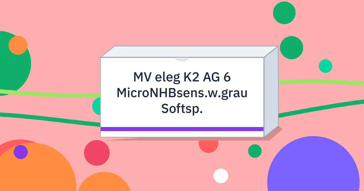 Symbolbild: Packung mit der Aufschrift MV eleg K2 AG 6 MicroNHBsens.w.grau Softsp. (PZN 18930857) – Verfügbarkeit und Bezug in Apotheken in Frankfurt am Main