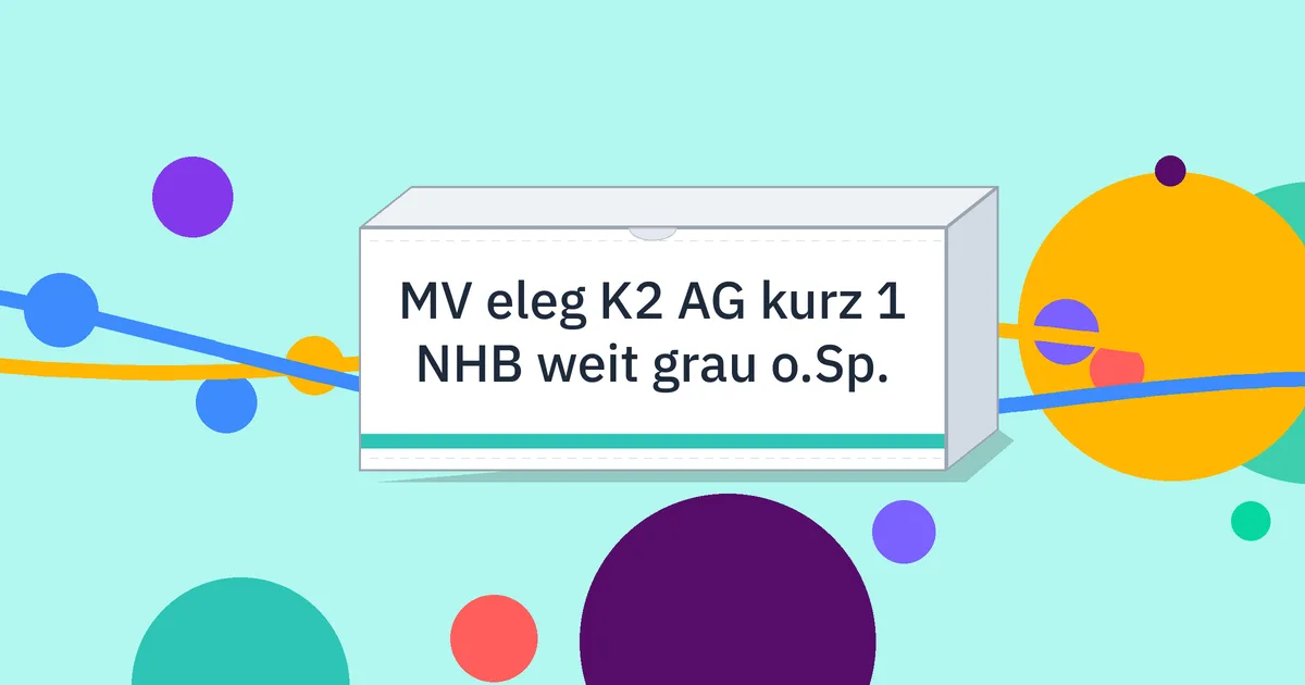 Symbolbild: Packung mit der Aufschrift MV eleg K2 AG kurz 1 NHB weit grau o.Sp. (PZN 18924940) – Verfügbarkeit und Bezug in Apotheken in Frankfurt am Main