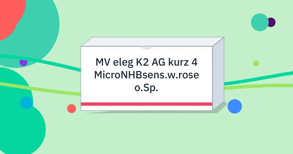 Symbolbild: Packung mit der Aufschrift MV eleg K2 AG kurz 4 MicroNHBsens.w.rose o.Sp. (PZN 15710894) – Verfügbarkeit und Bezug in Apotheken in Frankfurt am Main