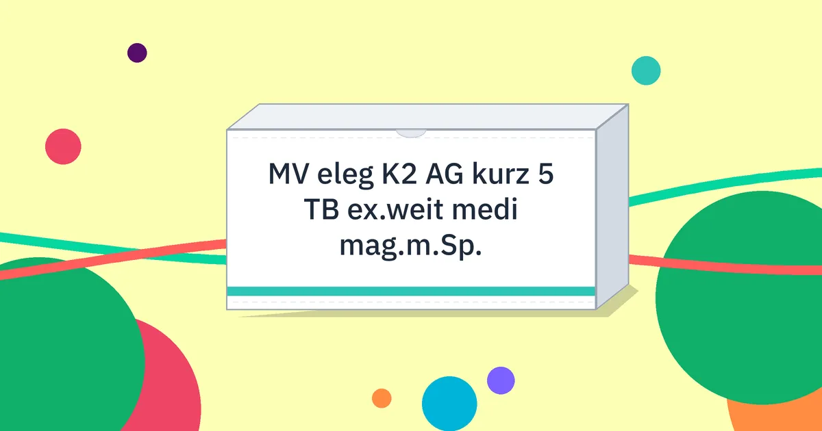 Symbolbild: Packung mit der Aufschrift MV eleg K2 AG kurz 5 TB ex.weit medi mag.m.Sp. (PZN 14637468) – Verfügbarkeit und Bezug in Apotheken in Frankfurt am Main