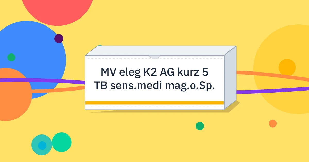 Symbolbild: Packung mit der Aufschrift MV eleg K2 AG kurz 5 TB sens.medi mag.o.Sp. (PZN 14636210) – Verfügbarkeit und Bezug in Apotheken in Frankfurt am Main