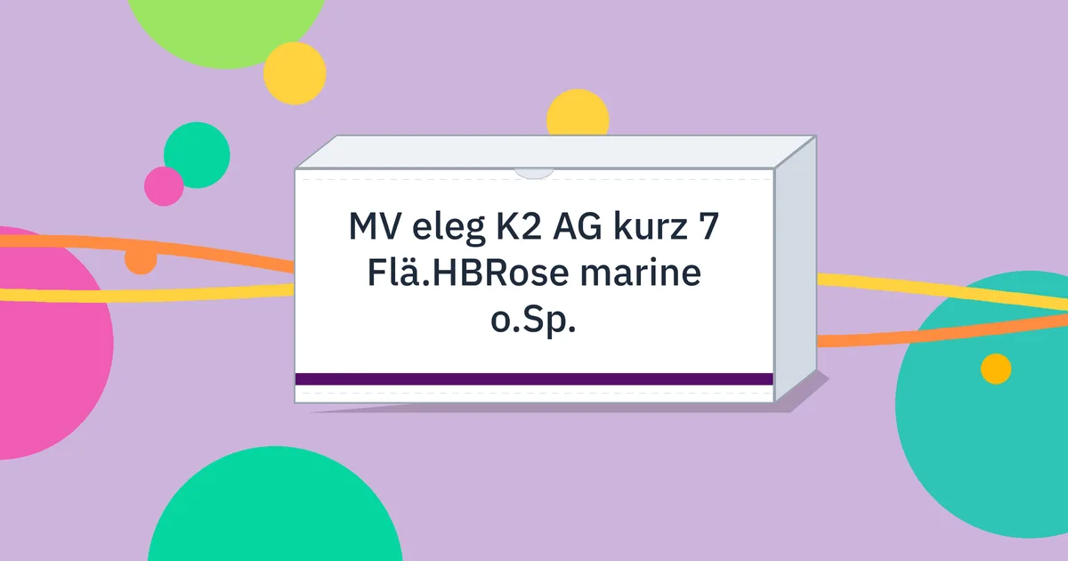 Symbolbild: Packung mit der Aufschrift MV eleg K2 AG kurz 7 Flä.HBRose marine o.Sp. (PZN 15704913) – Verfügbarkeit und Bezug in Apotheken in Frankfurt am Main