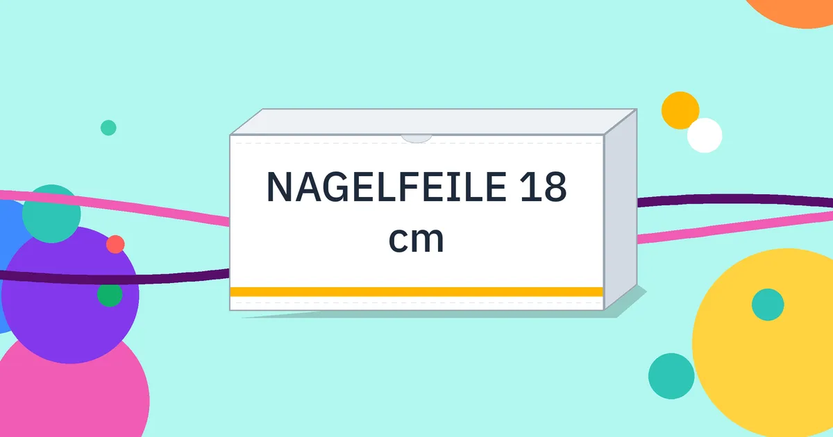 Symbolbild: Packung mit der Aufschrift NAGELFEILE 18 cm (PZN 04444952) – Verfügbarkeit und Bezug in Apotheken in Frankfurt am Main