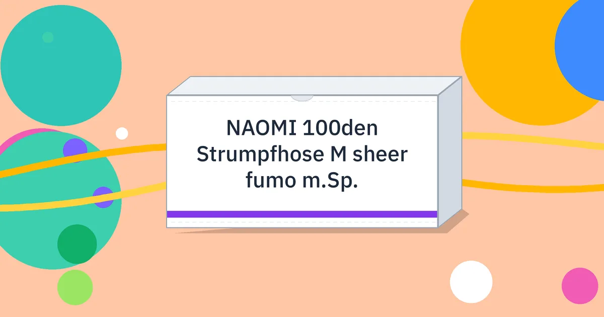 Symbolbild: Packung mit der Aufschrift NAOMI 100den Strumpfhose M sheer fumo m.Sp. (PZN 16177083) – Verfügbarkeit und Bezug in Apotheken in Frankfurt am Main