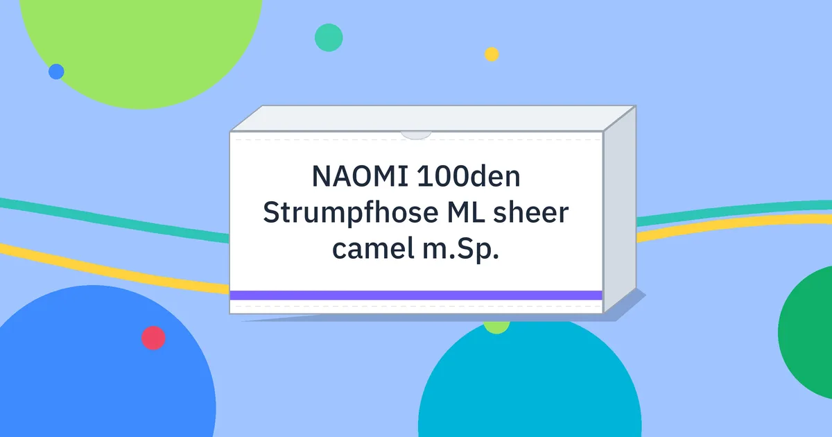 Symbolbild: Packung mit der Aufschrift NAOMI 100den Strumpfhose ML sheer camel m.Sp. (PZN 16177479) – Verfügbarkeit und Bezug in Apotheken in Frankfurt am Main