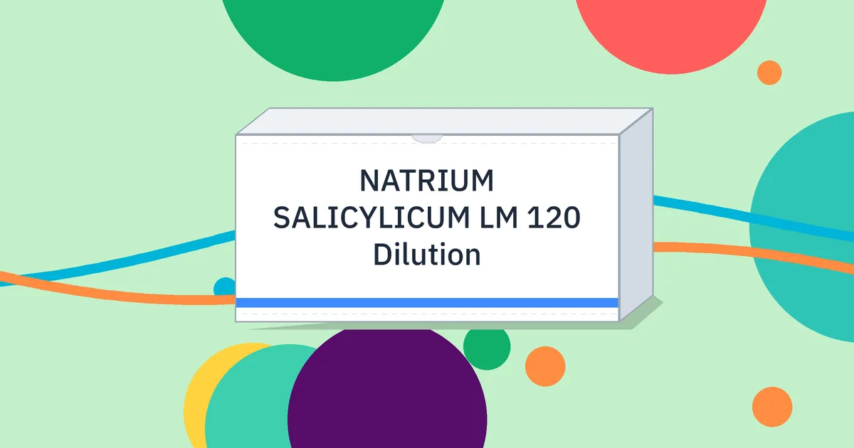 Symbolbild: Packung mit der Aufschrift NATRIUM SALICYLICUM LM 120 Dilution (PZN 12966742) – Verfügbarkeit und Bezug in Apotheken in Frankfurt am Main