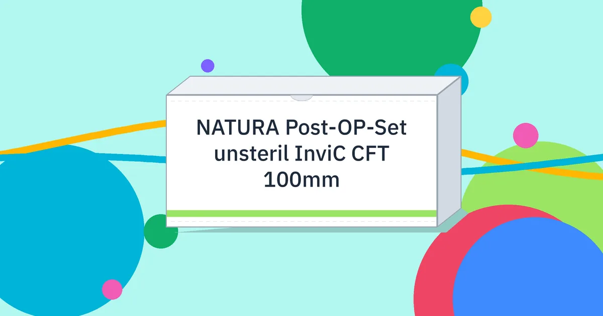 Symbolbild: Packung mit der Aufschrift NATURA Post-OP-Set unsteril InviC CFT 100mm (PZN 17871213) – Verfügbarkeit und Bezug in Apotheken in Frankfurt am Main