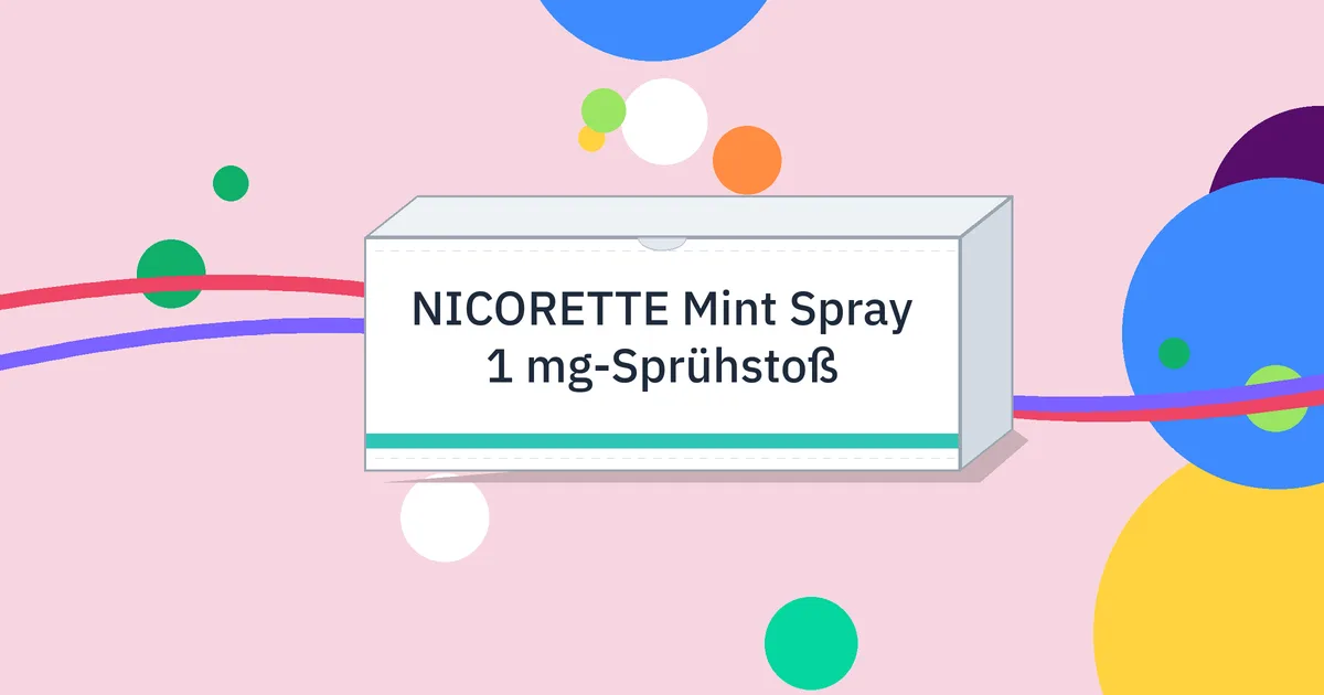 Symbolbild: Packung mit der Aufschrift NICORETTE Mint Spray 1 mg-Sprühstoß (PZN 14333260) – Verfügbarkeit und Bezug in Apotheken in Frankfurt am Main