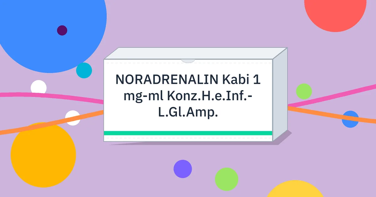 Symbolbild: Packung mit der Aufschrift NORADRENALIN Kabi 1 mg-ml Konz.H.e.Inf.-L.Gl.Amp. (PZN 17828803) – Verfügbarkeit und Bezug in Apotheken in Frankfurt am Main