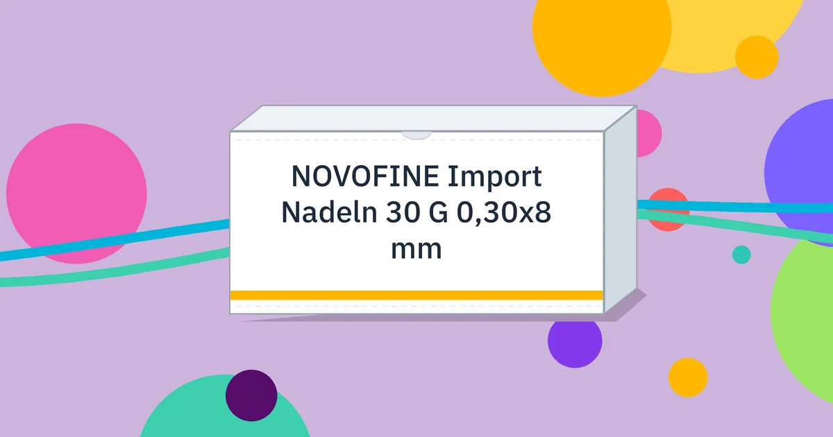 Symbolbild: Packung mit der Aufschrift NOVOFINE Import Nadeln 30 G 0,30x8 mm (PZN 08820599) – Verfügbarkeit und Bezug in Apotheken in Frankfurt am Main