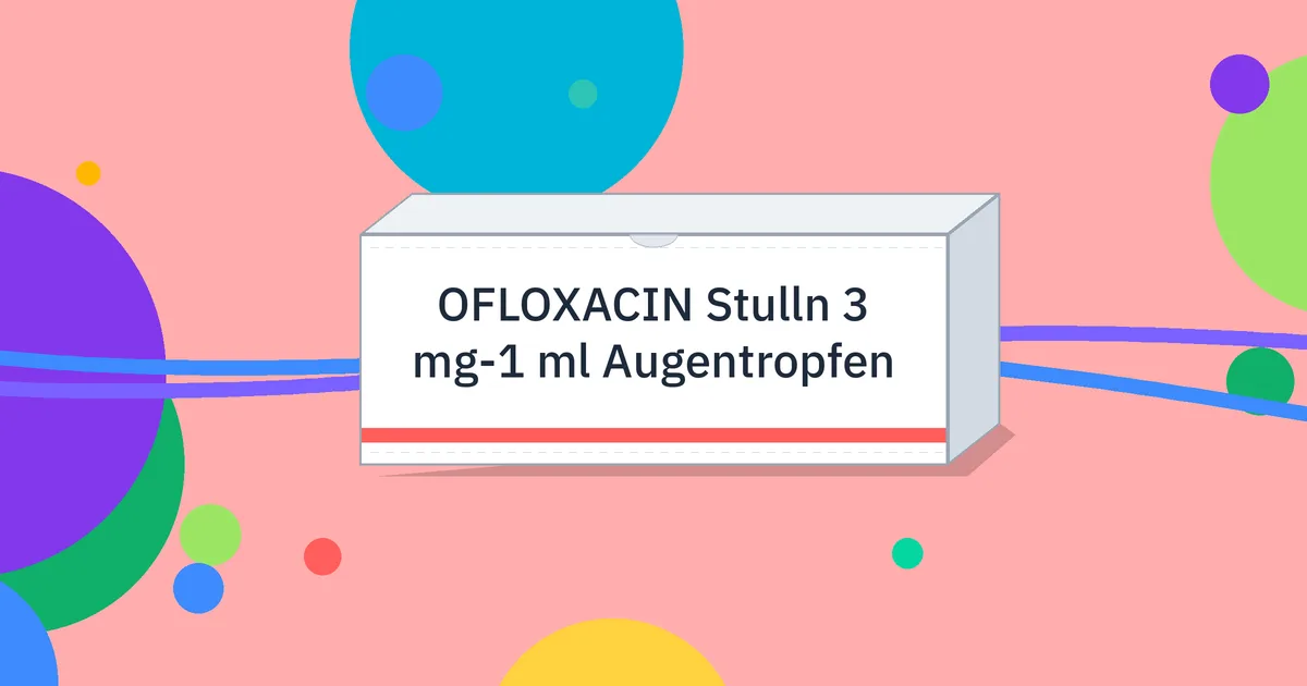 Symbolbild: Packung mit der Aufschrift OFLOXACIN Stulln 3 mg-1 ml Augentropfen (PZN 03096182) – Verfügbarkeit und Bezug in Apotheken in Frankfurt am Main