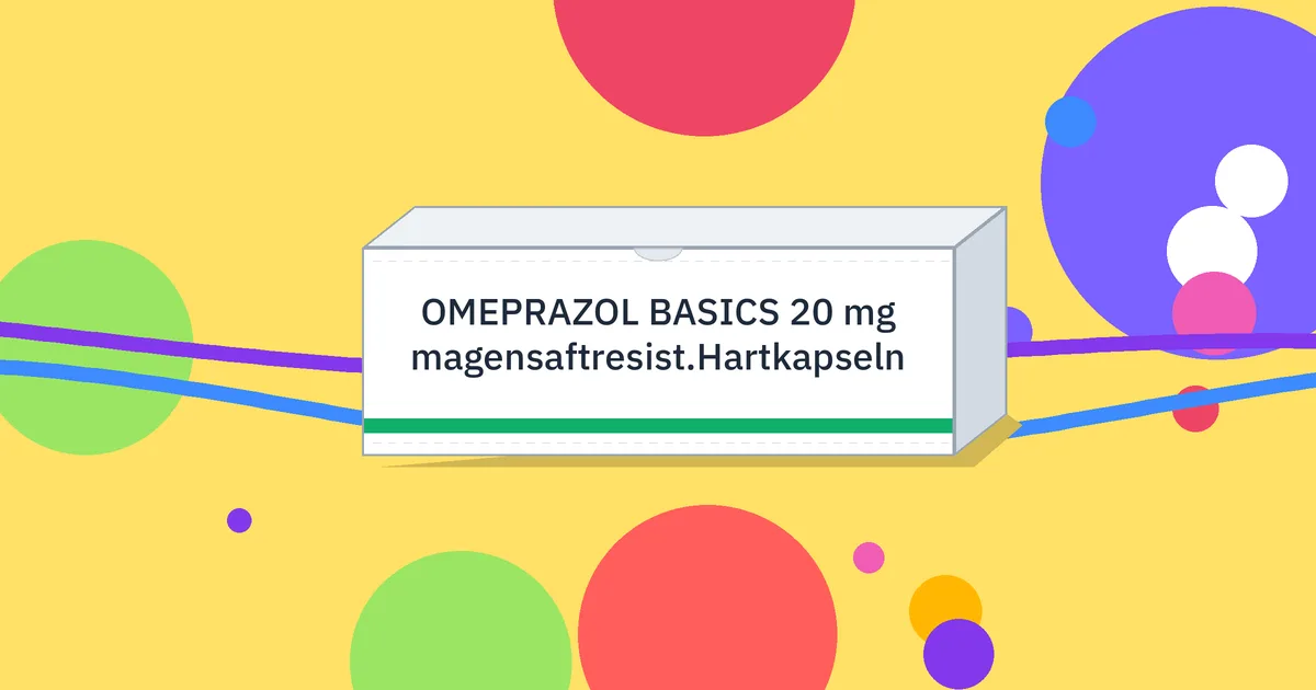 Symbolbild: Packung mit der Aufschrift OMEPRAZOL BASICS 20 mg magensaftresist.Hartkapseln (PZN 05967988) – Verfügbarkeit und Bezug in Apotheken in Frankfurt am Main
