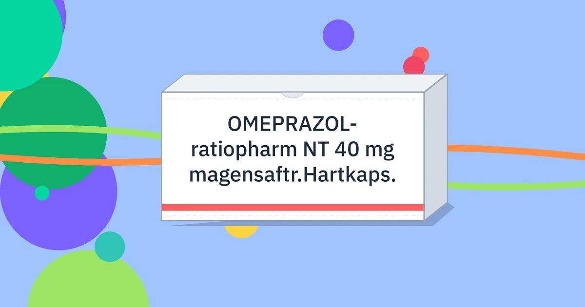 Symbolbild: Packung mit der Aufschrift OMEPRAZOL-ratiopharm NT 40 mg magensaftr.Hartkaps. (PZN 05870378) – Verfügbarkeit und Bezug in Apotheken in Frankfurt am Main