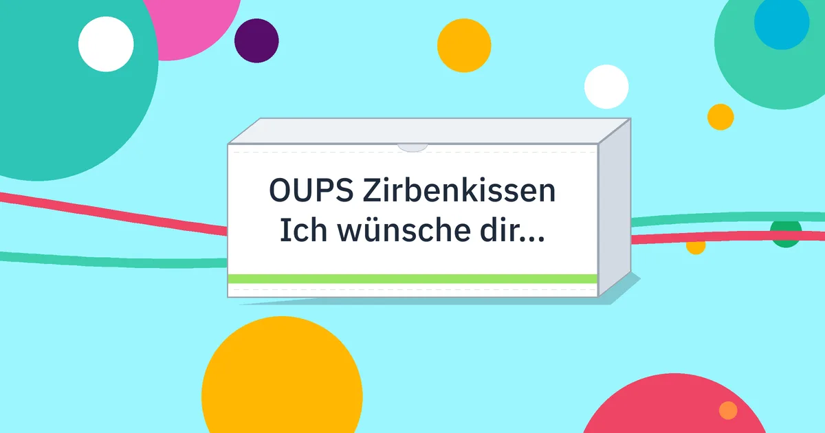 Symbolbild: Packung mit der Aufschrift OUPS Zirbenkissen Ich wünsche dir... (PZN 19554451) – Verfügbarkeit und Bezug in Apotheken in Frankfurt am Main