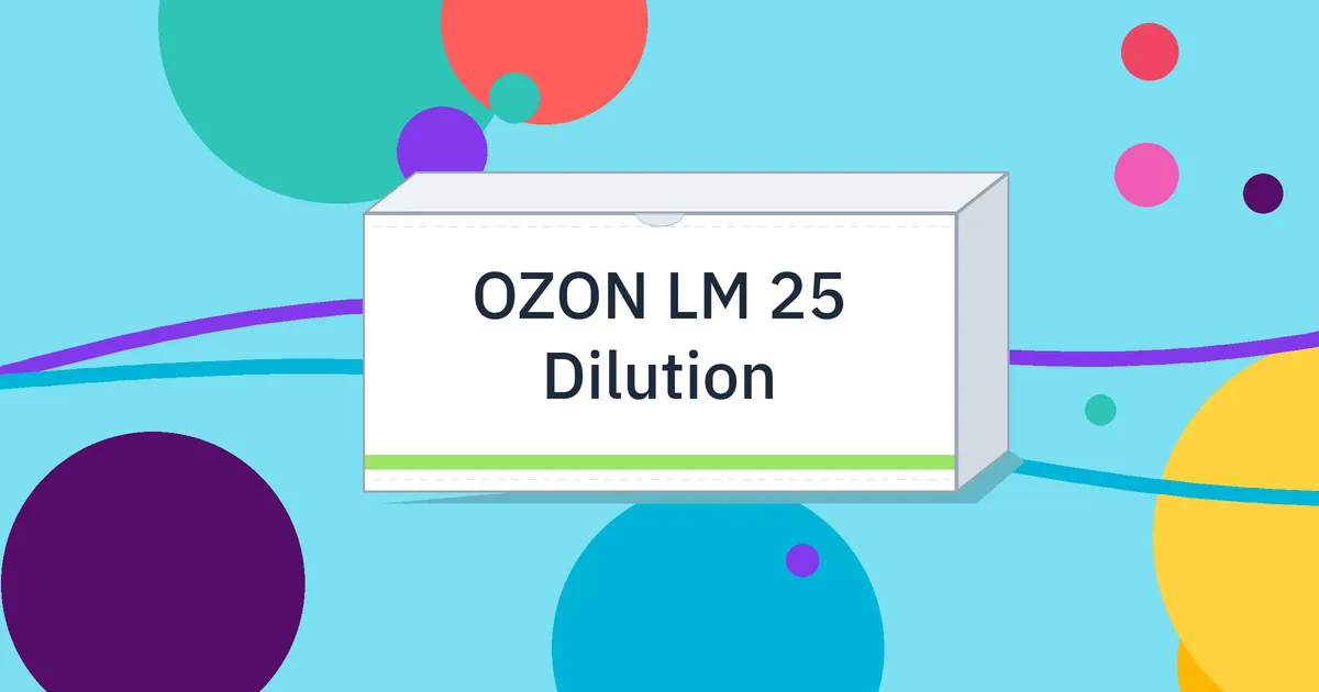 Symbolbild: Packung mit der Aufschrift OZON LM 25 Dilution (PZN 12974612) – Verfügbarkeit und Bezug in Apotheken in Frankfurt am Main