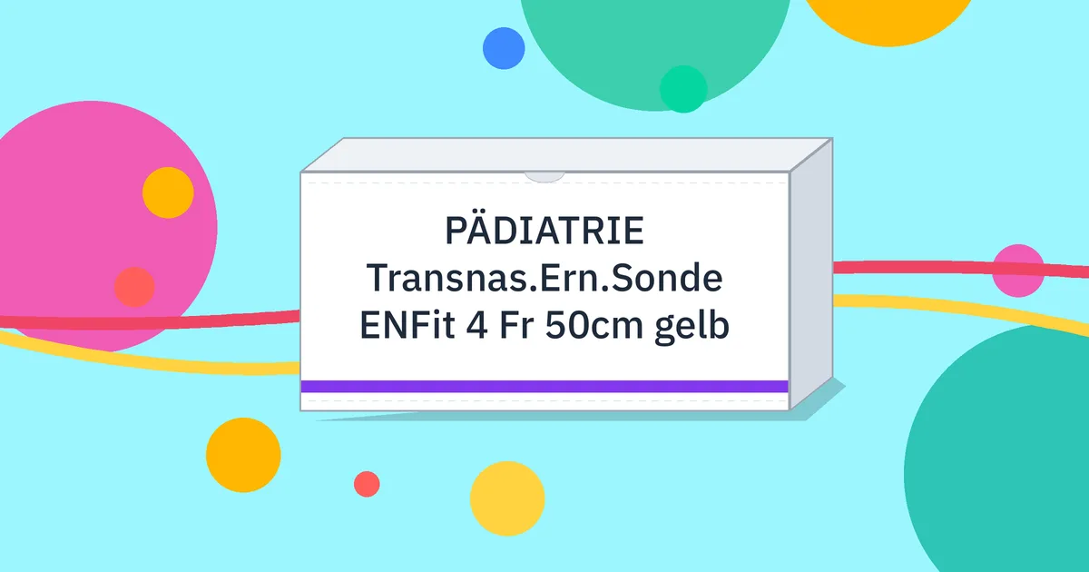 Symbolbild: Packung mit der Aufschrift PÄDIATRIE Transnas.Ern.Sonde ENFit 4 Fr 50cm gelb (PZN 19996798) – Verfügbarkeit und Bezug in Apotheken in Frankfurt am Main