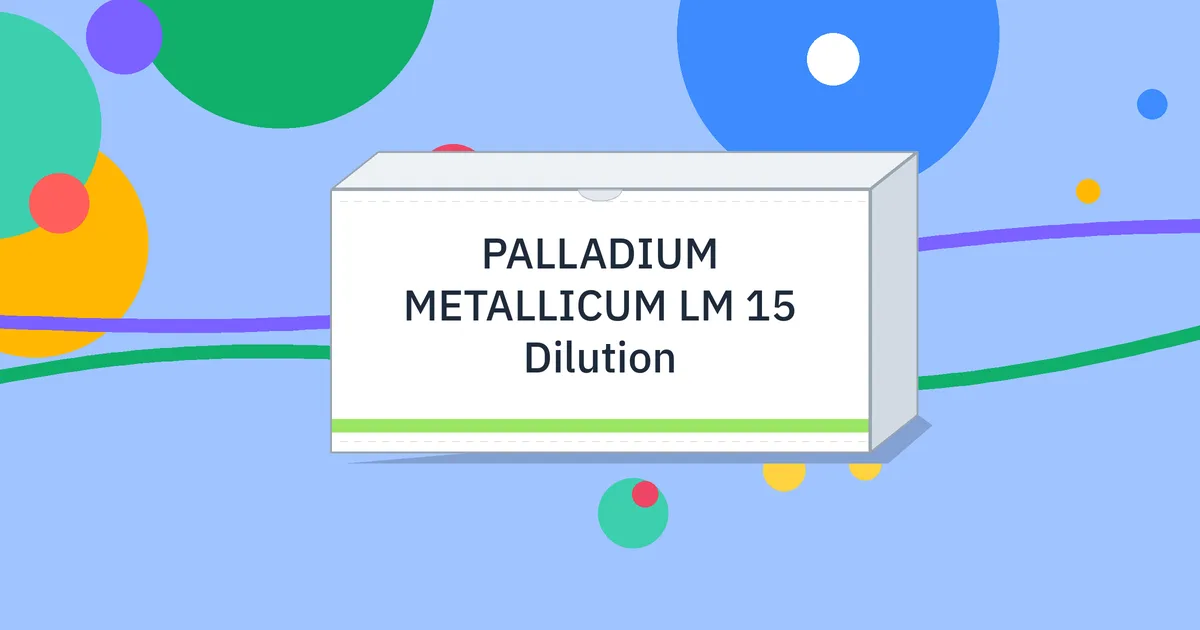 Symbolbild: Packung mit der Aufschrift PALLADIUM METALLICUM LM 15 Dilution (PZN 12975439) – Verfügbarkeit und Bezug in Apotheken in Frankfurt am Main