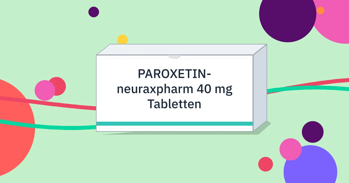 Symbolbild: Packung mit der Aufschrift PAROXETIN-neuraxpharm 40 mg Tabletten (PZN 00351774) – Verfügbarkeit und Bezug in Apotheken in Frankfurt am Main