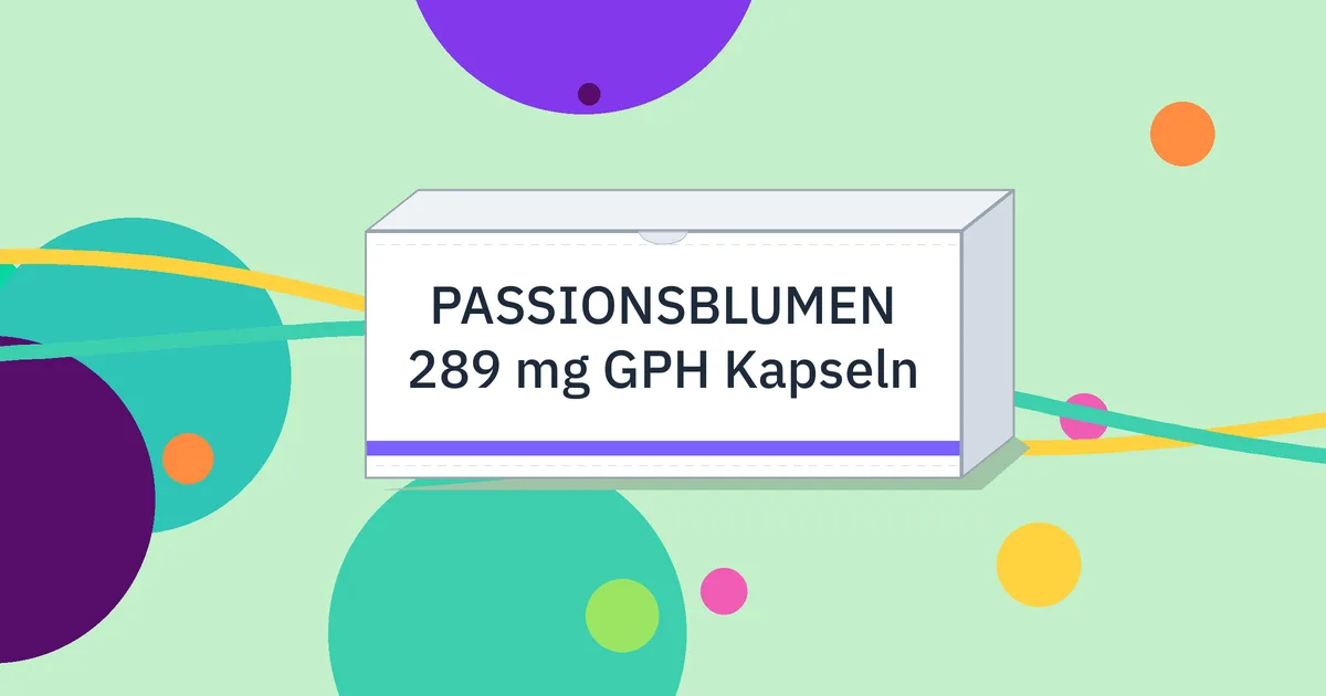 Symbolbild: Packung mit der Aufschrift PASSIONSBLUMEN 289 mg GPH Kapseln (PZN 09749461) – Verfügbarkeit und Bezug in Apotheken in Frankfurt am Main