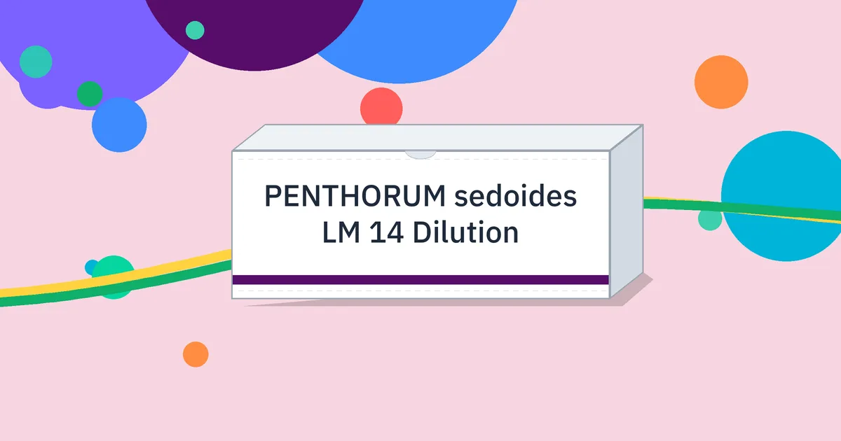 Symbolbild: Packung mit der Aufschrift PENTHORUM sedoides LM 14 Dilution (PZN 13634663) – Verfügbarkeit und Bezug in Apotheken in Frankfurt am Main