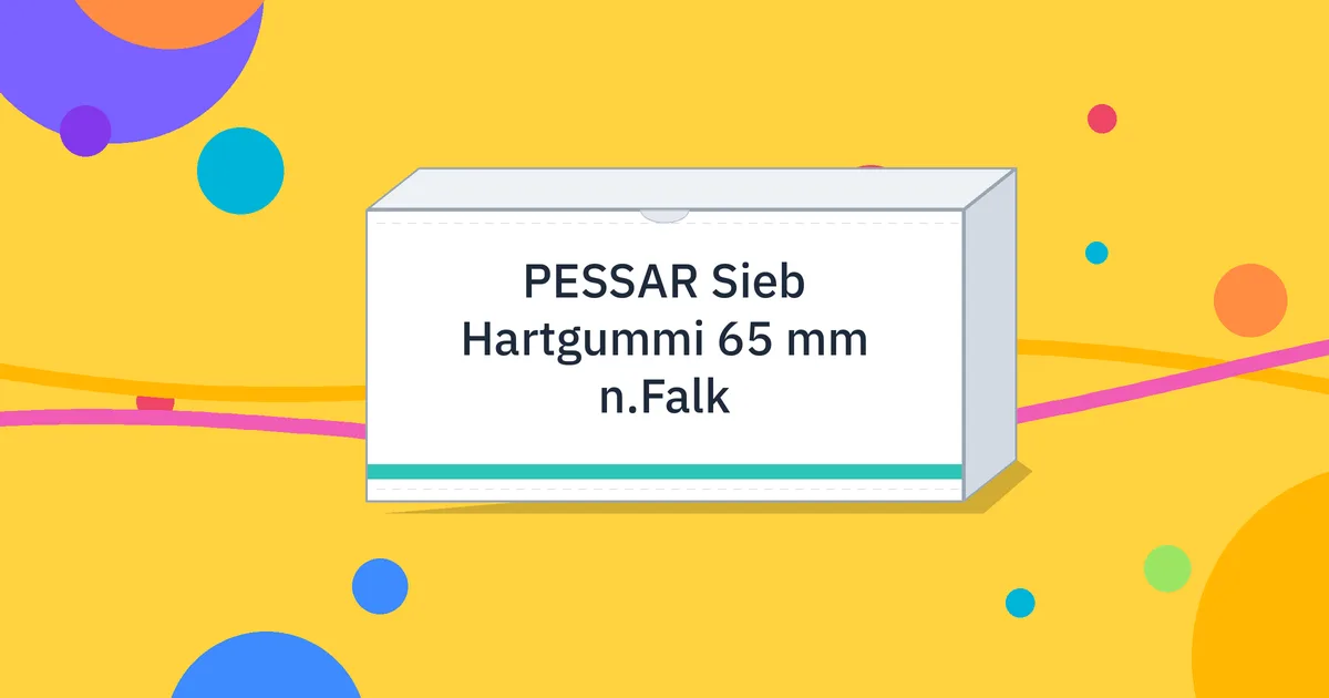 Symbolbild: Packung mit der Aufschrift PESSAR Sieb Hartgummi 65 mm n.Falk (PZN 01734247) – Verfügbarkeit und Bezug in Apotheken in Frankfurt am Main