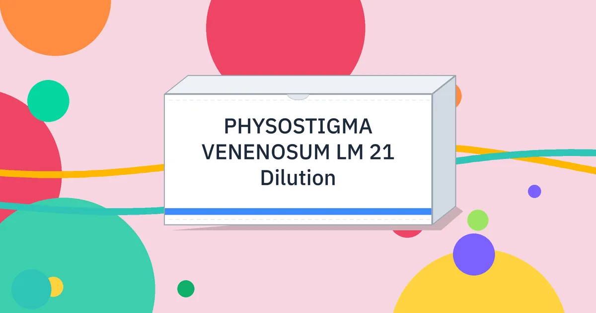 Symbolbild: Packung mit der Aufschrift PHYSOSTIGMA VENENOSUM LM 21 Dilution (PZN 13035454) – Verfügbarkeit und Bezug in Apotheken in Frankfurt am Main