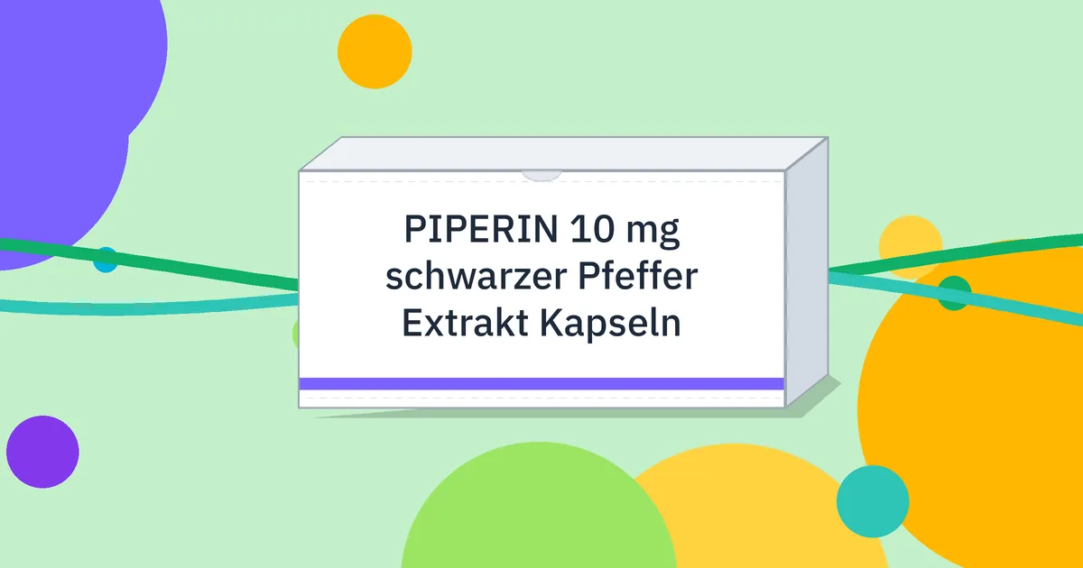 Symbolbild: Packung mit der Aufschrift PIPERIN 10 mg schwarzer Pfeffer Extrakt Kapseln (PZN 11878898) – Verfügbarkeit und Bezug in Apotheken in Frankfurt am Main