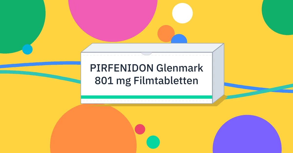 Symbolbild: Packung mit der Aufschrift PIRFENIDON Glenmark 801 mg Filmtabletten (PZN 18371694) – Verfügbarkeit und Bezug in Apotheken in Frankfurt am Main