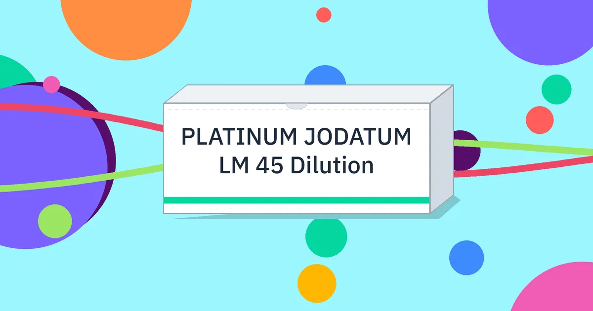Symbolbild: Packung mit der Aufschrift PLATINUM JODATUM LM 45 Dilution (PZN 13647855) – Verfügbarkeit und Bezug in Apotheken in Frankfurt am Main