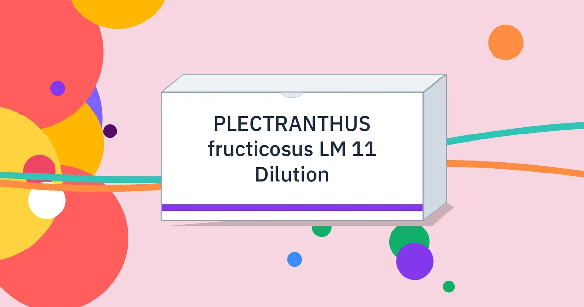 Symbolbild: Packung mit der Aufschrift PLECTRANTHUS fructicosus LM 11 Dilution (PZN 13648501) – Verfügbarkeit und Bezug in Apotheken in Frankfurt am Main