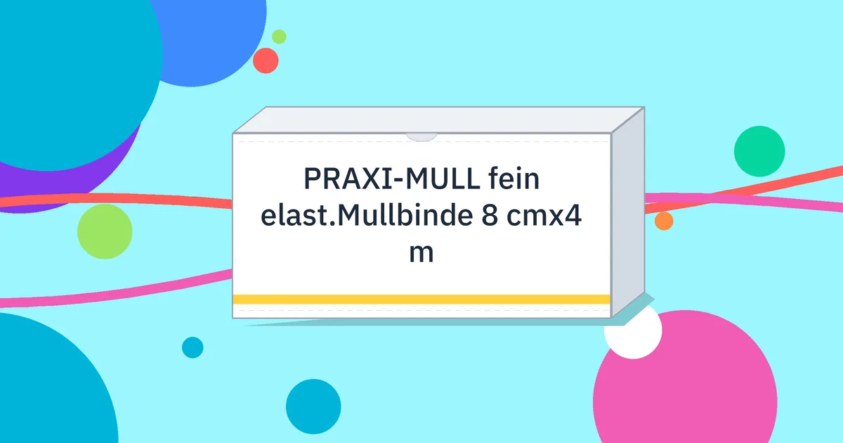 Symbolbild: Packung mit der Aufschrift PRAXI-MULL fein elast.Mullbinde 8 cmx4 m (PZN 12827199) – Verfügbarkeit und Bezug in Apotheken in Frankfurt am Main