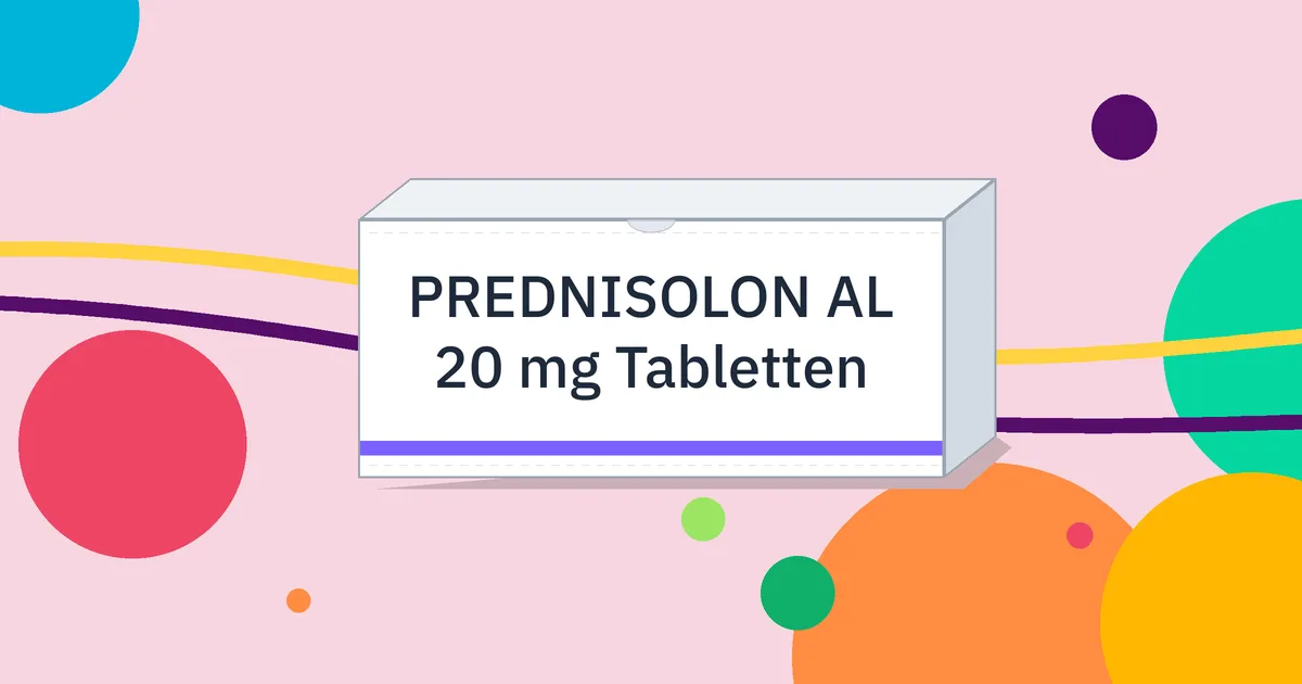 Symbolbild: Packung mit der Aufschrift PREDNISOLON AL 20 mg Tabletten (PZN 04216116) – Verfügbarkeit und Bezug in Apotheken in Frankfurt am Main