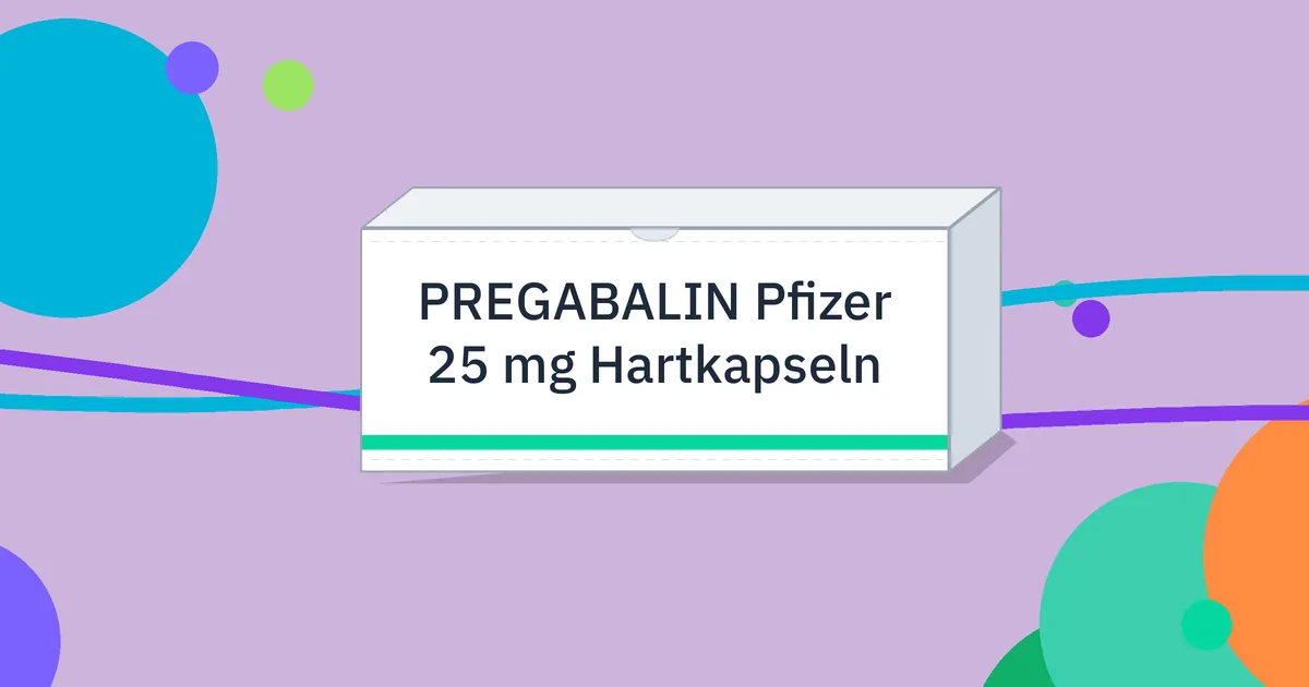 Symbolbild: Packung mit der Aufschrift PREGABALIN Pfizer 25 mg Hartkapseln (PZN 10327676) – Verfügbarkeit und Bezug in Apotheken in Frankfurt am Main