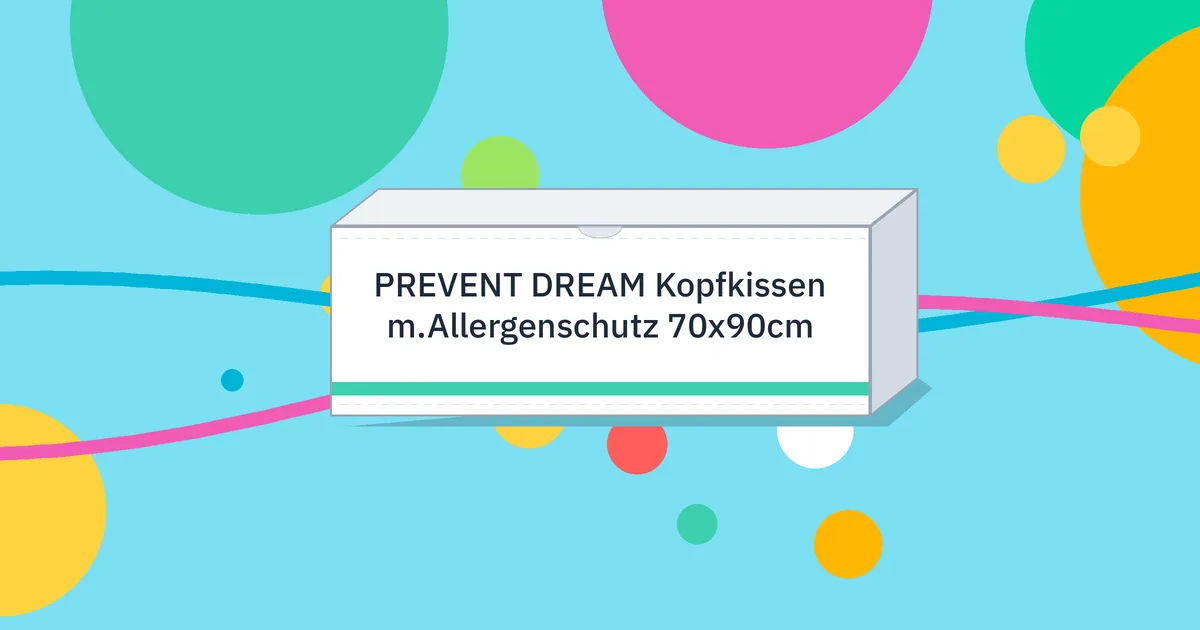 Symbolbild: Packung mit der Aufschrift PREVENT DREAM Kopfkissen m.Allergenschutz 70x90cm (PZN 13423676) – Verfügbarkeit und Bezug in Apotheken in Frankfurt am Main