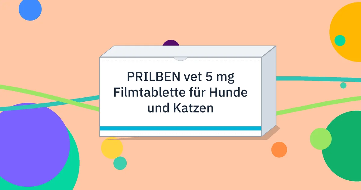 Symbolbild: Packung mit der Aufschrift PRILBEN vet 5 mg Filmtablette für Hunde und Katzen (PZN 13881976) – Verfügbarkeit und Bezug in Apotheken in Frankfurt am Main