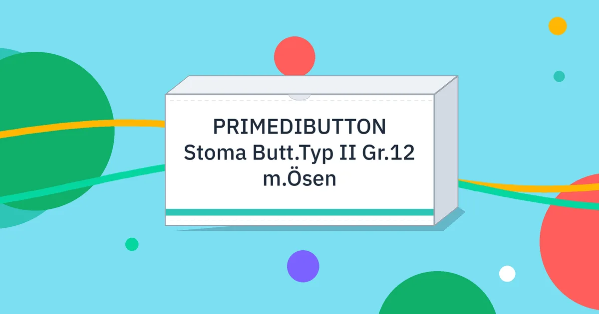 Symbolbild: Packung mit der Aufschrift PRIMEDIBUTTON Stoma Butt.Typ II Gr.12 m.Ösen (PZN 10791273) – Verfügbarkeit und Bezug in Apotheken in Frankfurt am Main