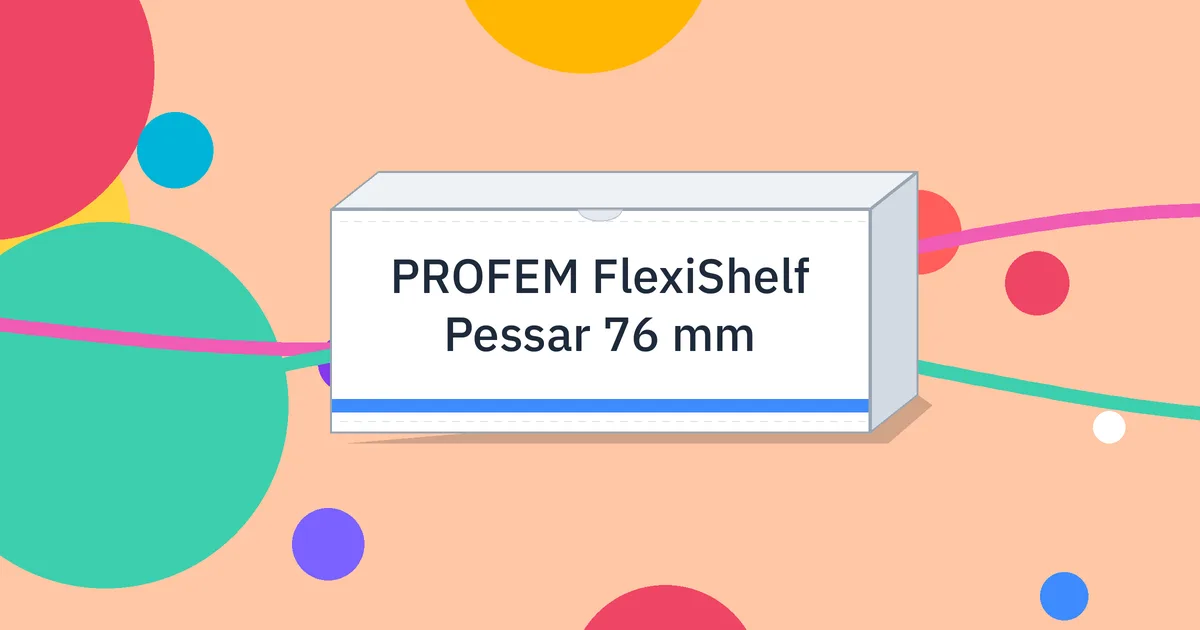 Symbolbild: Packung mit der Aufschrift PROFEM FlexiShelf Pessar 76 mm (PZN 19641411) – Verfügbarkeit und Bezug in Apotheken in Frankfurt am Main