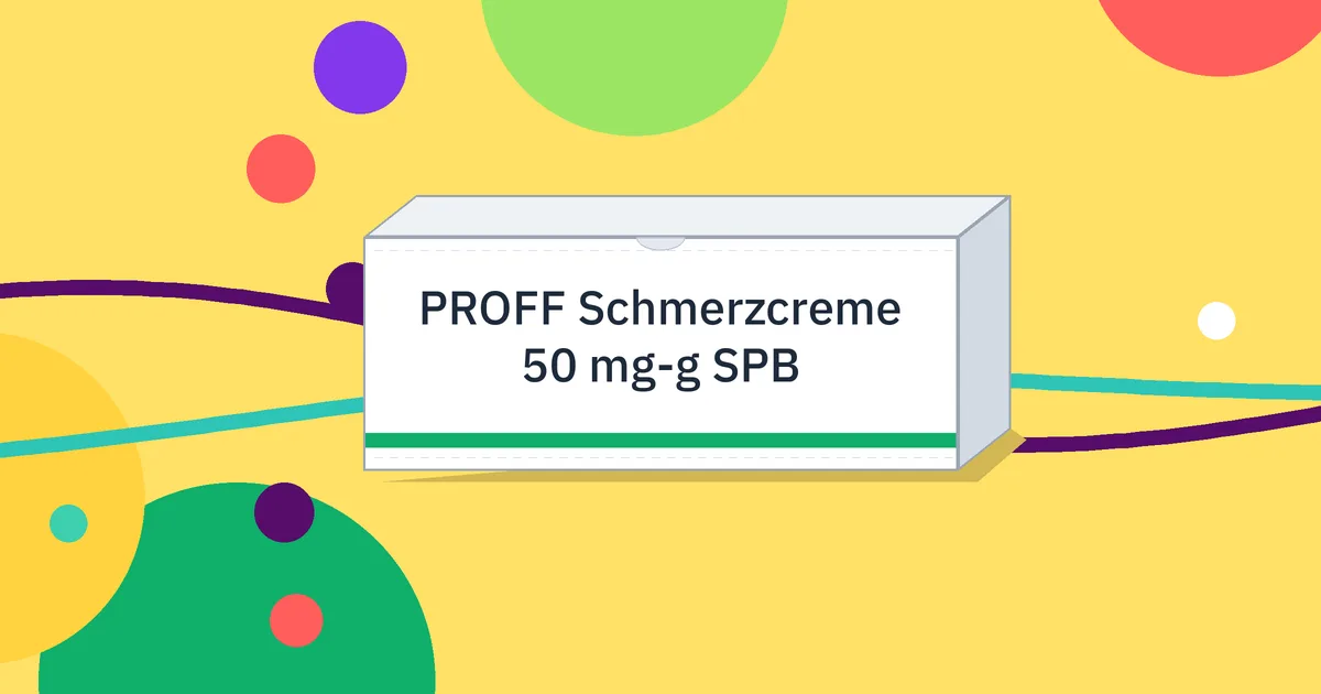 Symbolbild: Packung mit der Aufschrift PROFF Schmerzcreme 50 mg-g SPB (PZN 11295323) – Verfügbarkeit und Bezug in Apotheken in Frankfurt am Main