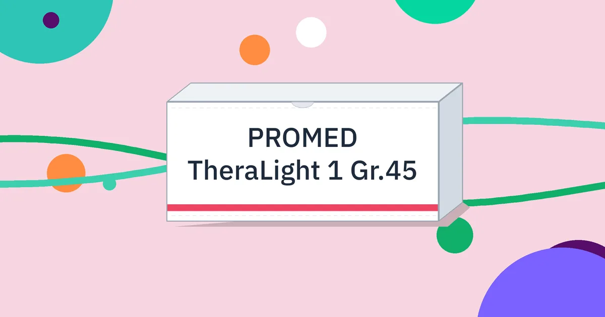 Symbolbild: Packung mit der Aufschrift PROMED TheraLight 1 Gr.45 (PZN 07279985) – Verfügbarkeit und Bezug in Apotheken in Frankfurt am Main